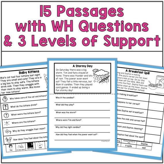 Hojas De Trabajo De Comprensión Lectora Con Preguntas Wh