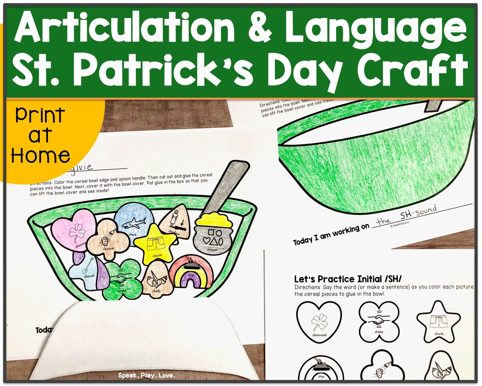 Printable St Patrick's Day Speech Therapy Craft, Articulation ...
