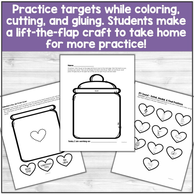 Printable Valentine's Day Speech Therapy Craft, Articulation Worksheets ...