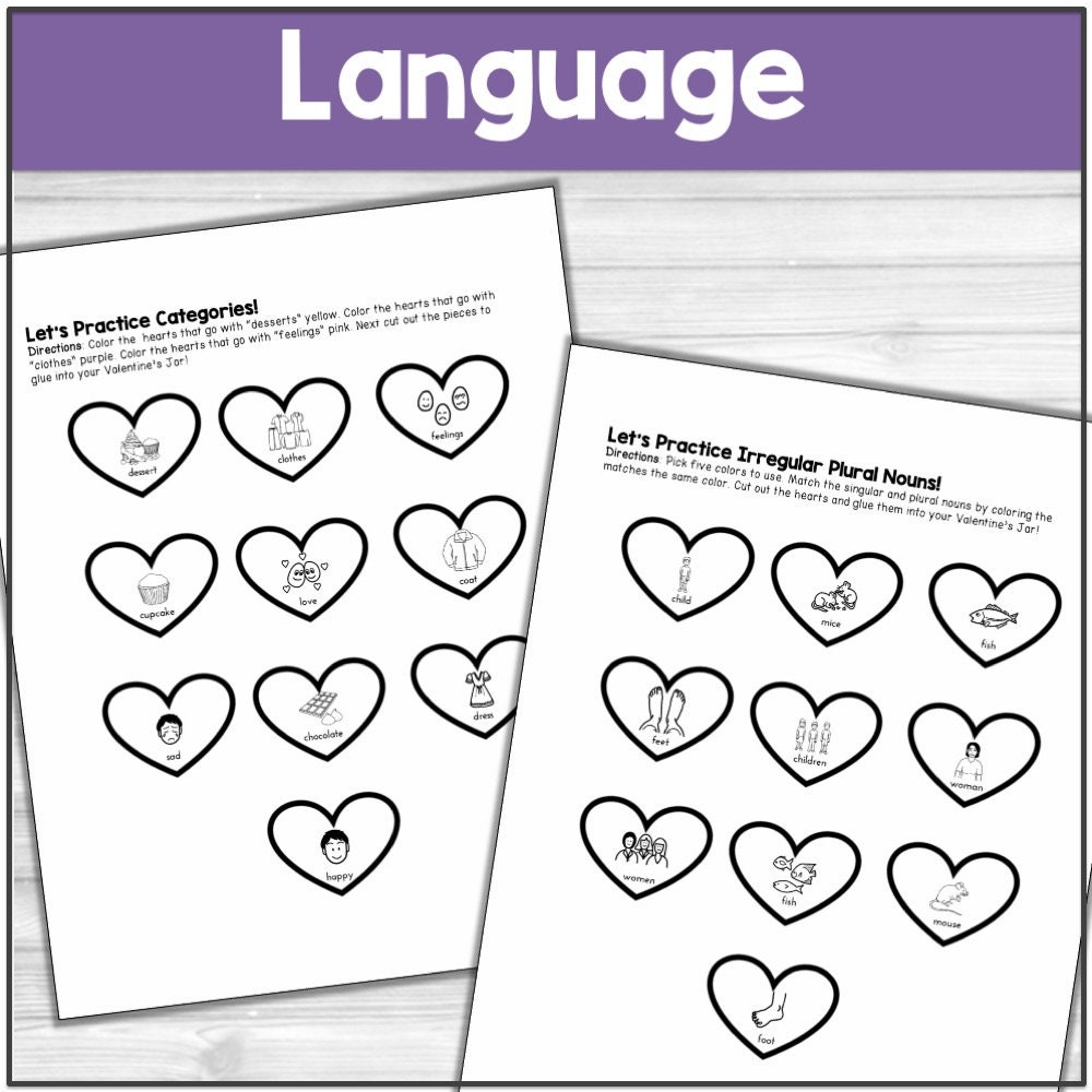 Printable Valentine's Day Speech Therapy Craft, Articulation Worksheets ...