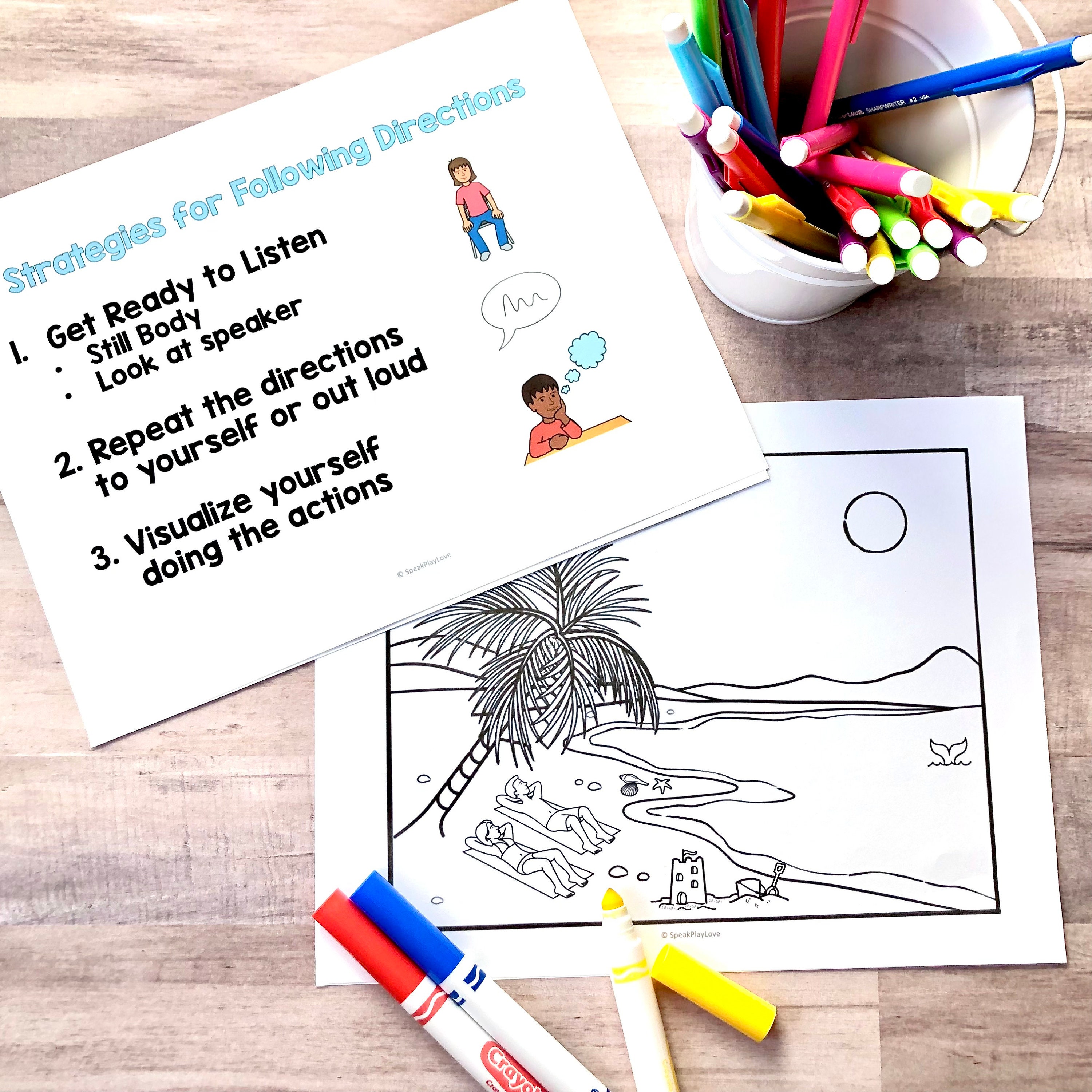Printable Summer Following Directions Coloring Pages, Digital Download ...
