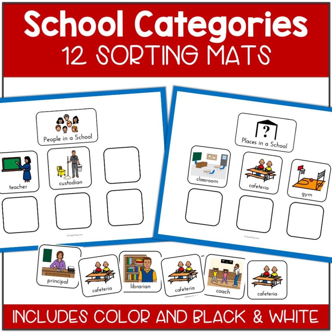 Printable School Category Sorting Activity, Speech Therapy, Special ...