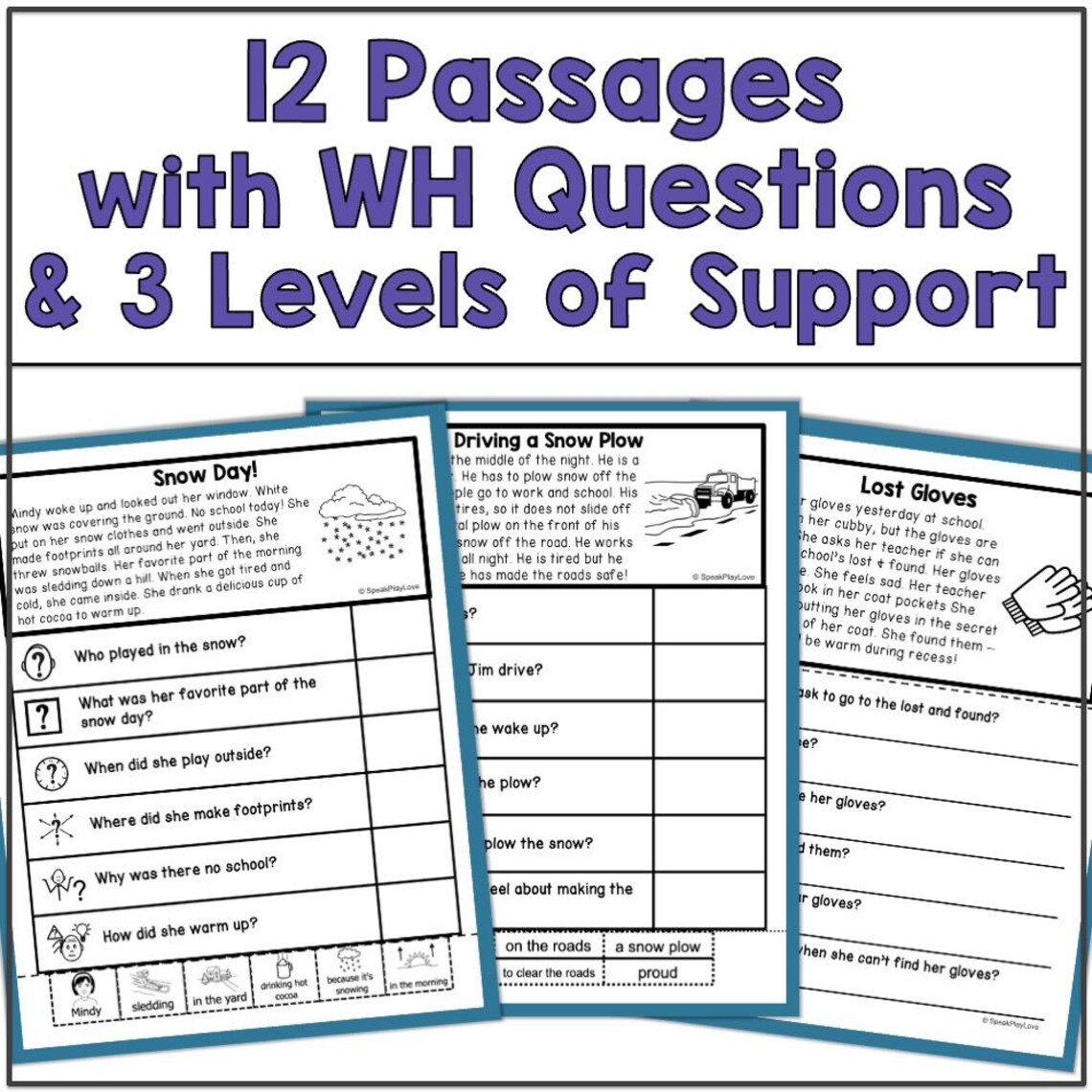 Winter Short Stories With WH Questions Printable; Listening ...