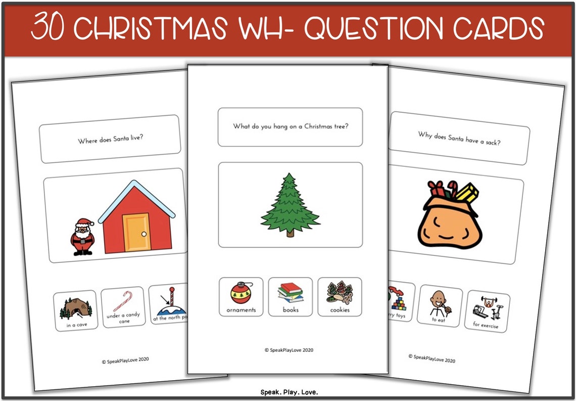 Christmas WH Question Cards, Speech Therapy, Autism (digital Download ...