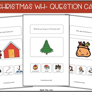 Printable Christmas WH Questions Task Cards, Multiple Choice, Speech ...