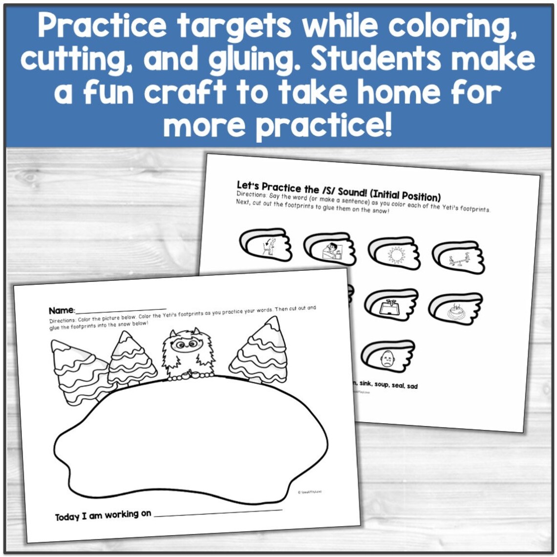 Printable Winter Speech Therapy Materials, Articulation Worksheets, Cut ...