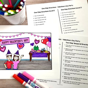 Printable Valentine's Day Following Directions Coloring Pages, Digital ...