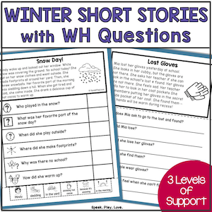 Winter Short Stories With WH Questions Printable; Listening ...