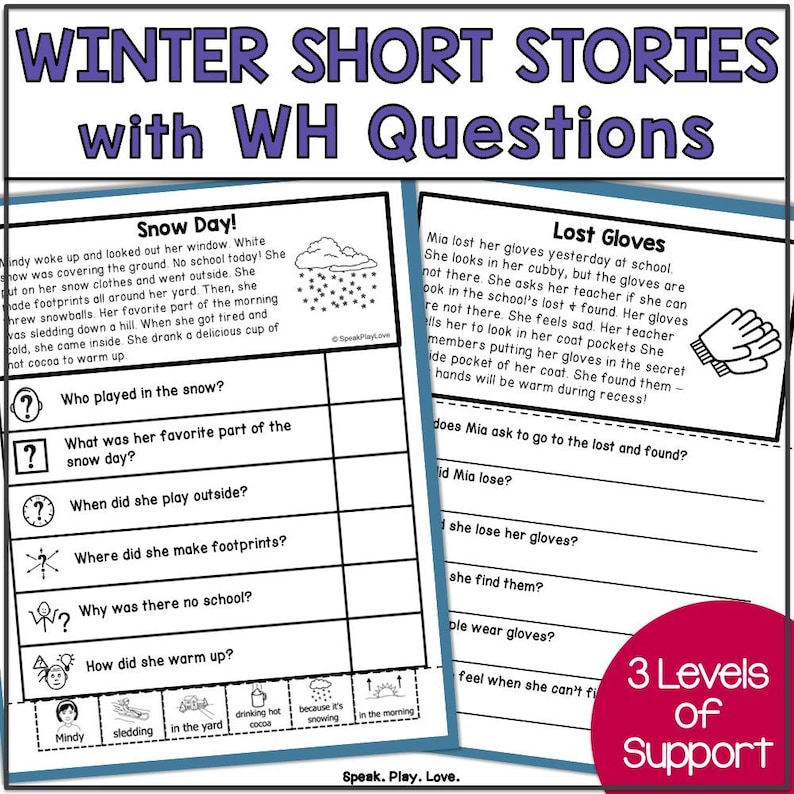 Winter Short Stories With WH Questions Printable; Listening ...