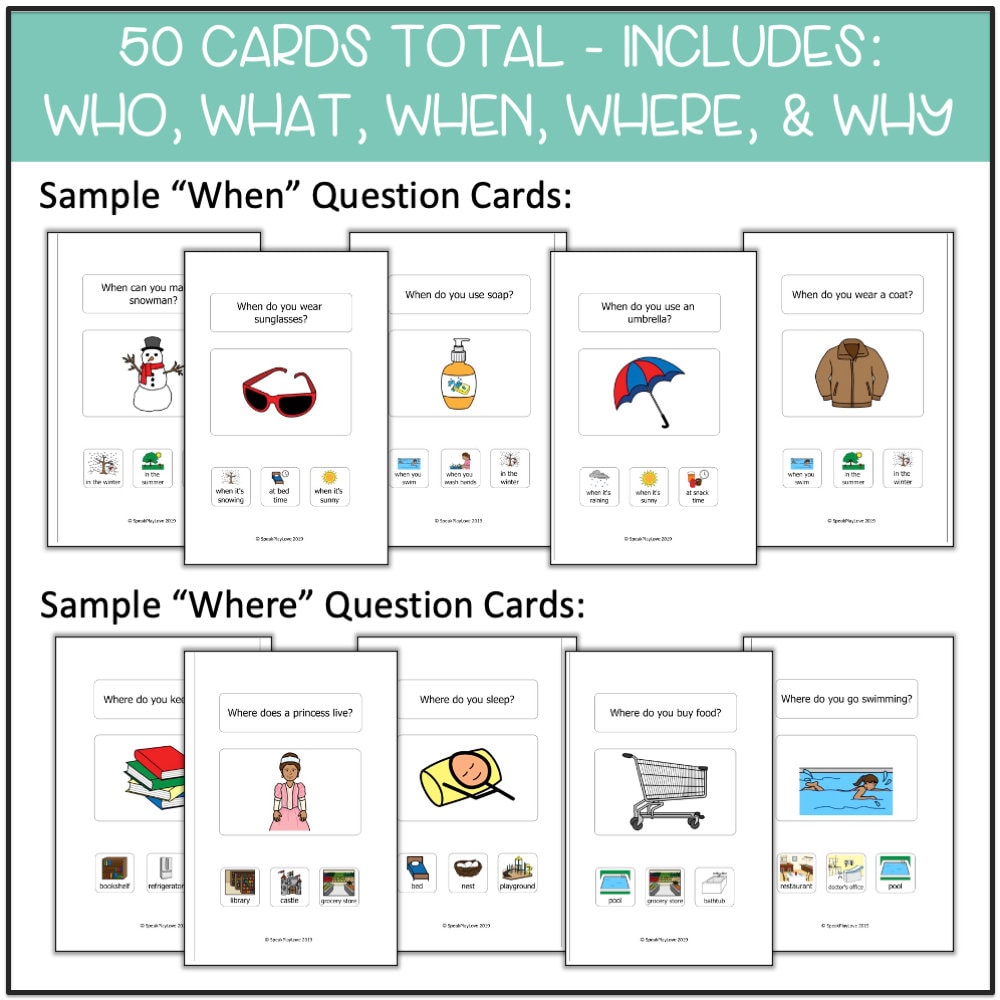 WH Questions Cards Printable Multiple Choice Speech Therapy - Etsy