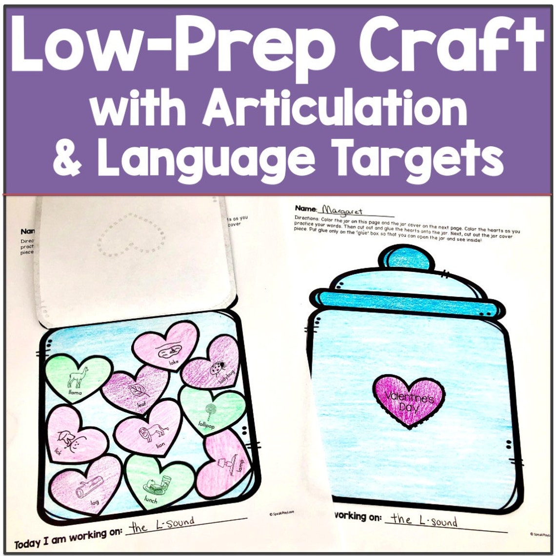 Printable Valentine's Day Speech Therapy Craft, Articulation Worksheets ...