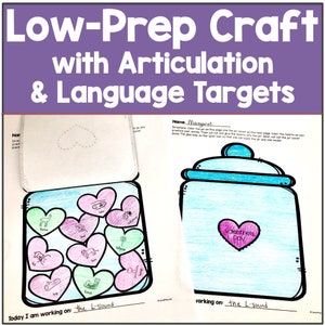 Printable Valentine's Day Speech Therapy Craft, Articulation Worksheets ...