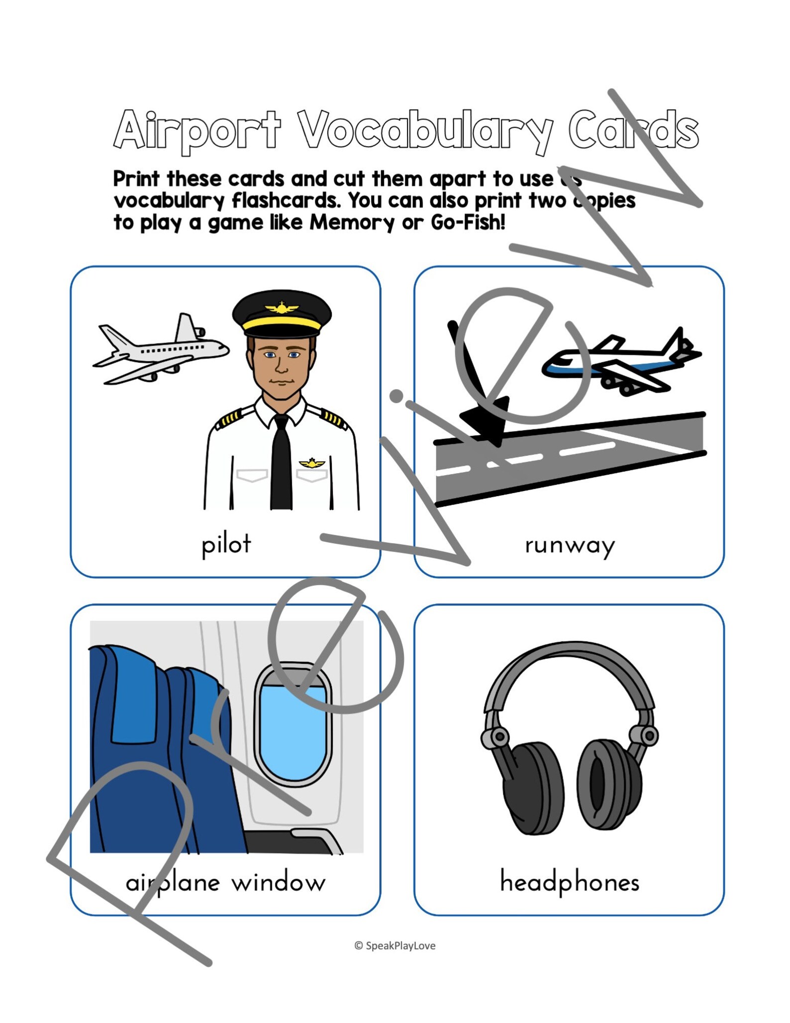 Printable Airport Scavenger Hunt for Kids, Airport Vocabulary ...