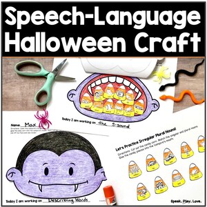 Printable Halloween Speech Therapy Craft, Articulation Worksheets, Cut ...