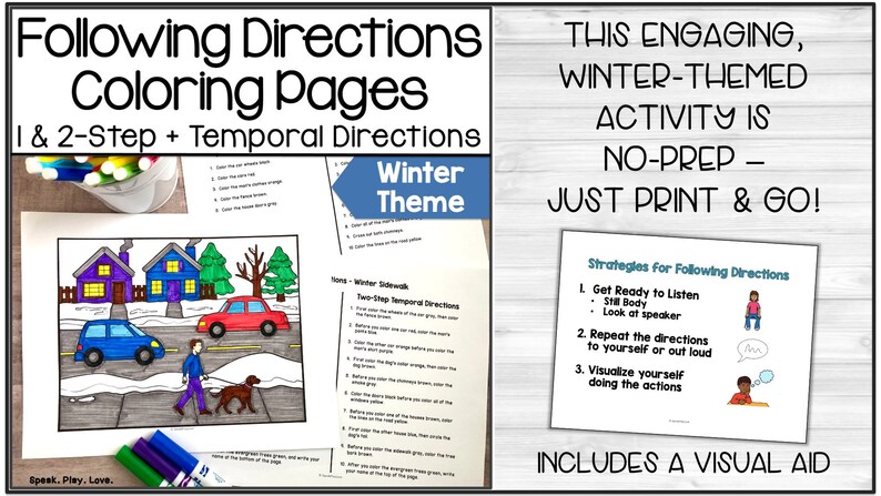 Printable Winter Following Directions Coloring Pages, Digital Download ...