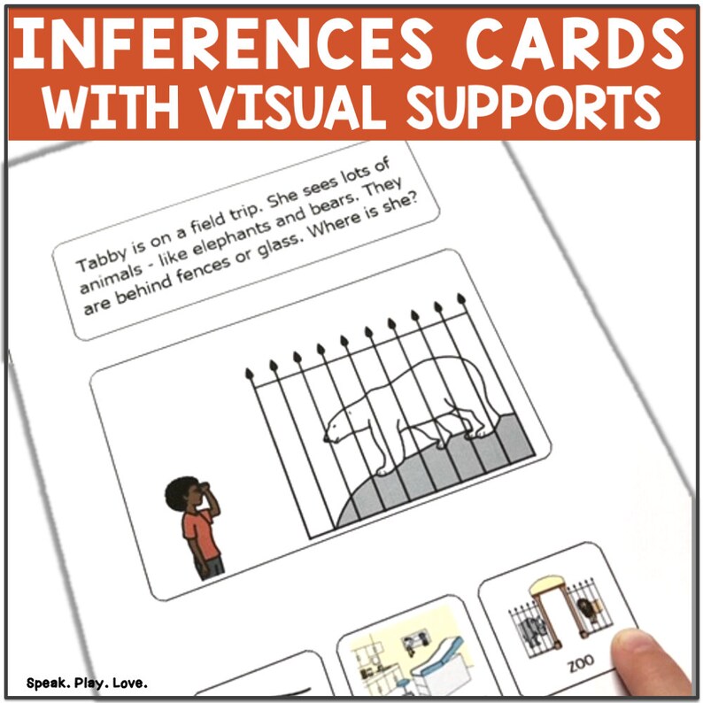 Printable Inferences Task Cards: Speech Therapy & Autism Visuals (PDF ...