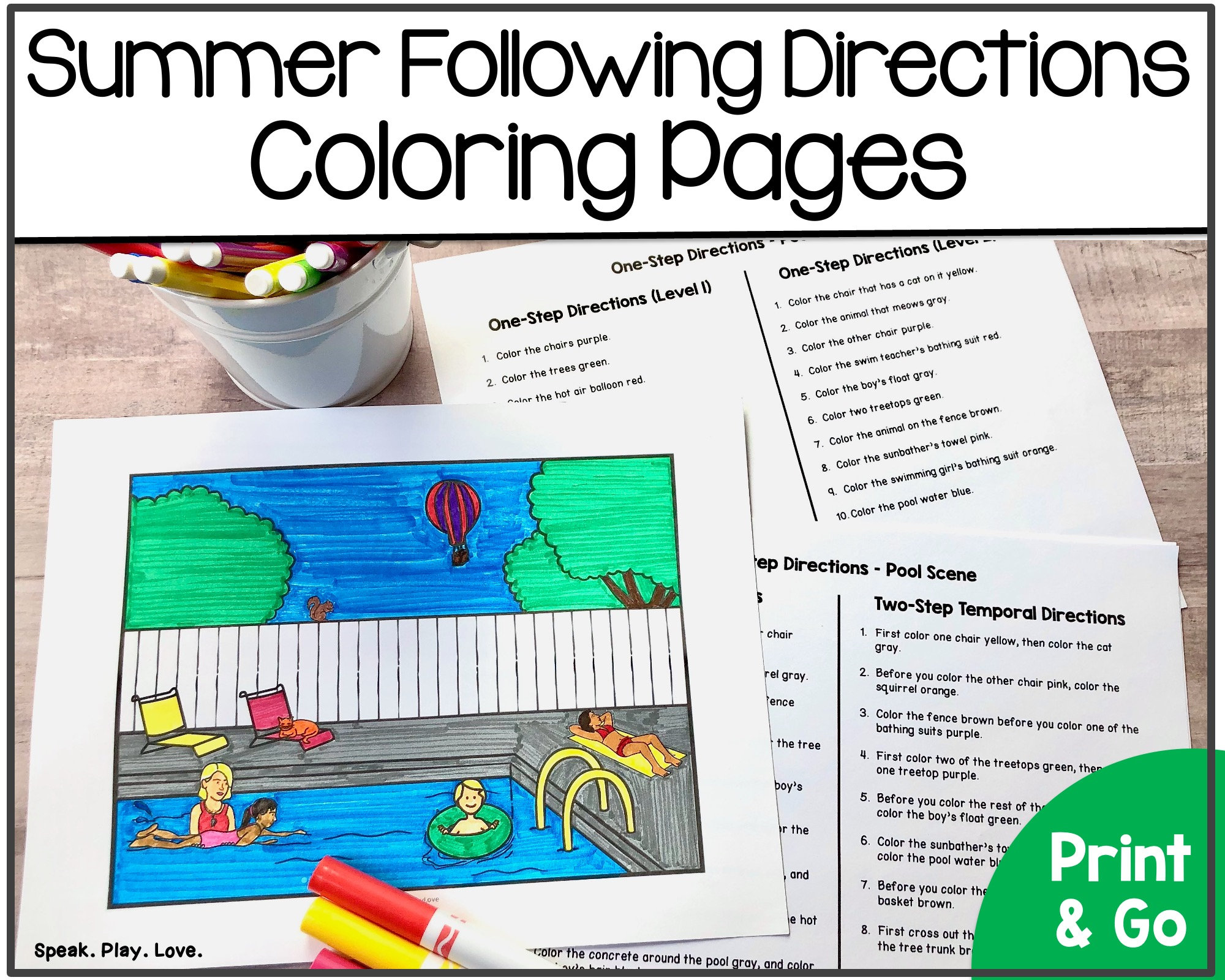 Printable Summer Following Directions Coloring Pages Digital - Etsy