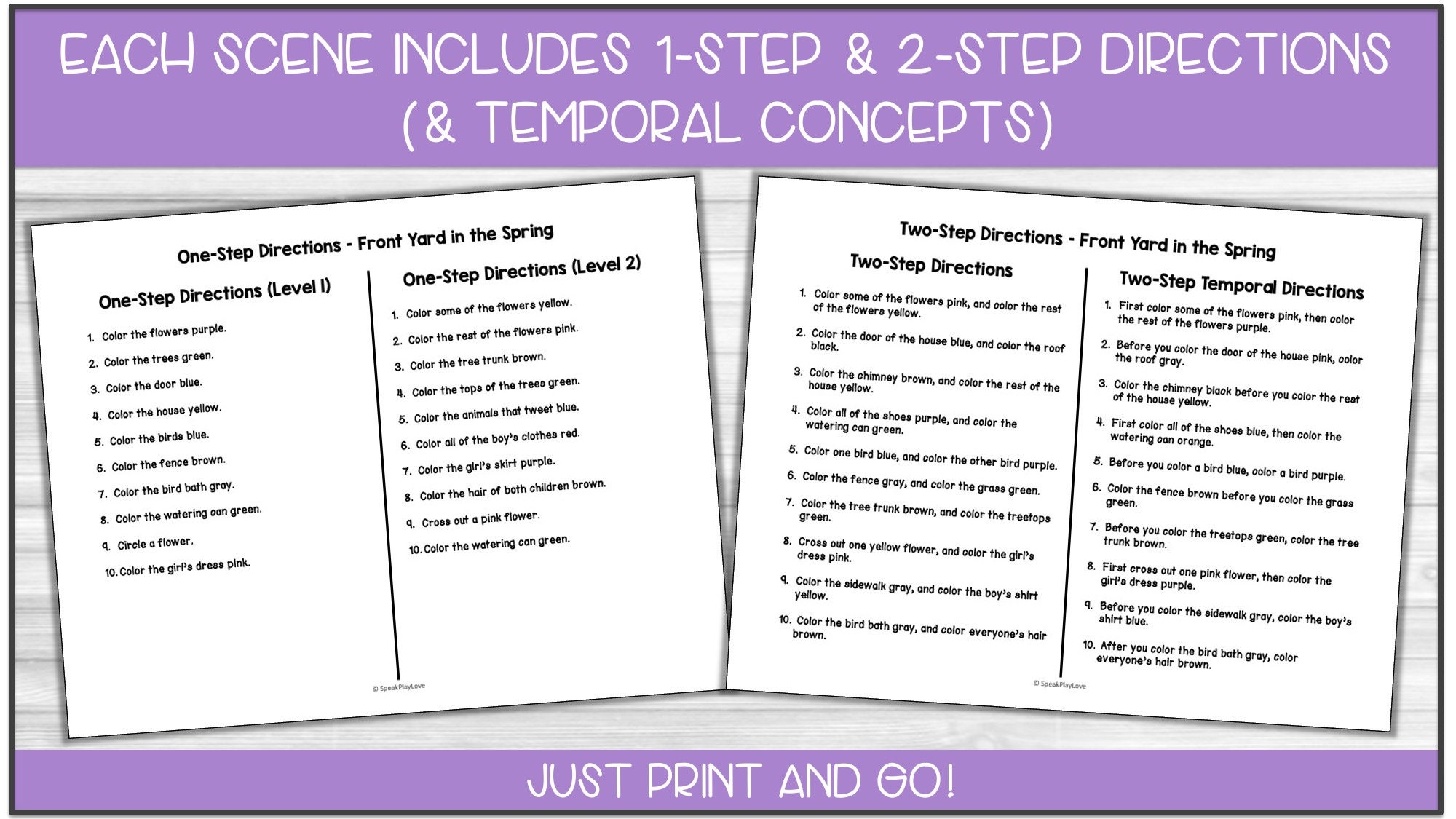 Printable Spring Following Directions Coloring Pages, Speech Therapy ...