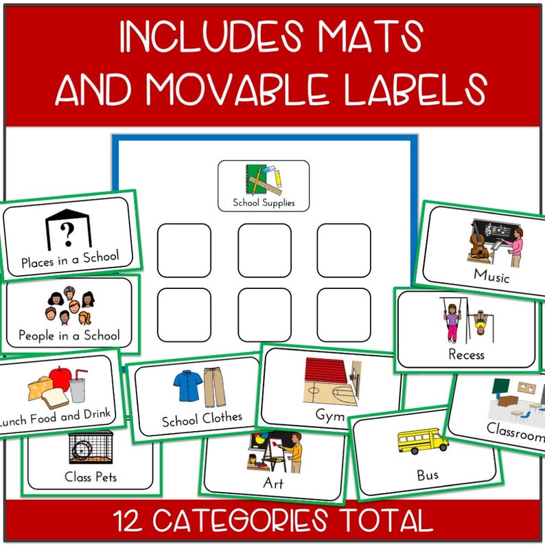 Printable School Category Sorting Activity, Speech Therapy, Special ...