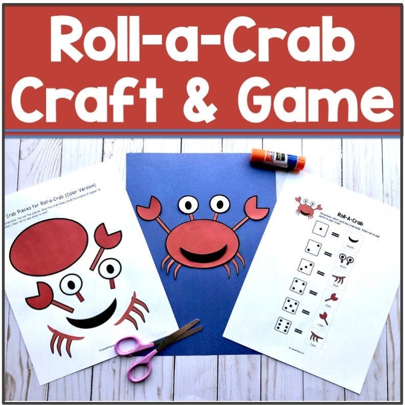 Printable Summer Craft for Kids, Roll-a-crab Game and Craft, Ocean ...