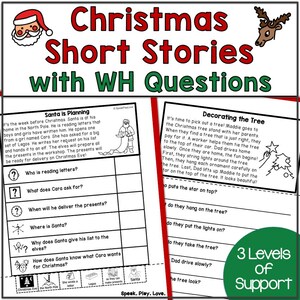 Christmas Short Stories With WH Questions: Speech Therapy (digital ...