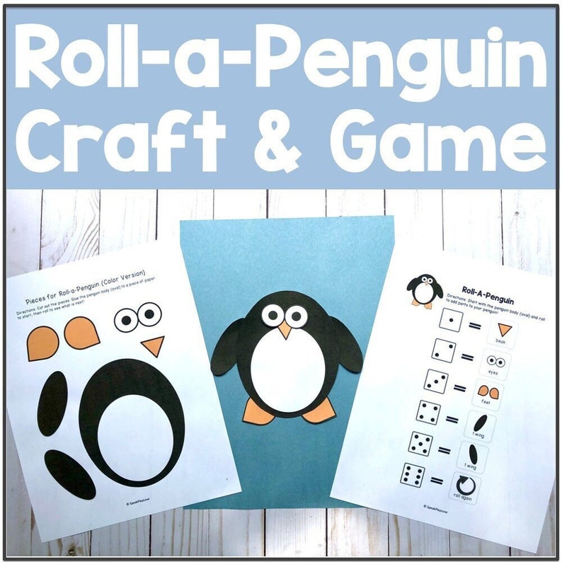 Printable Winter Craft for Kids, Roll-a-penguin Game and Craft, Arctic ...