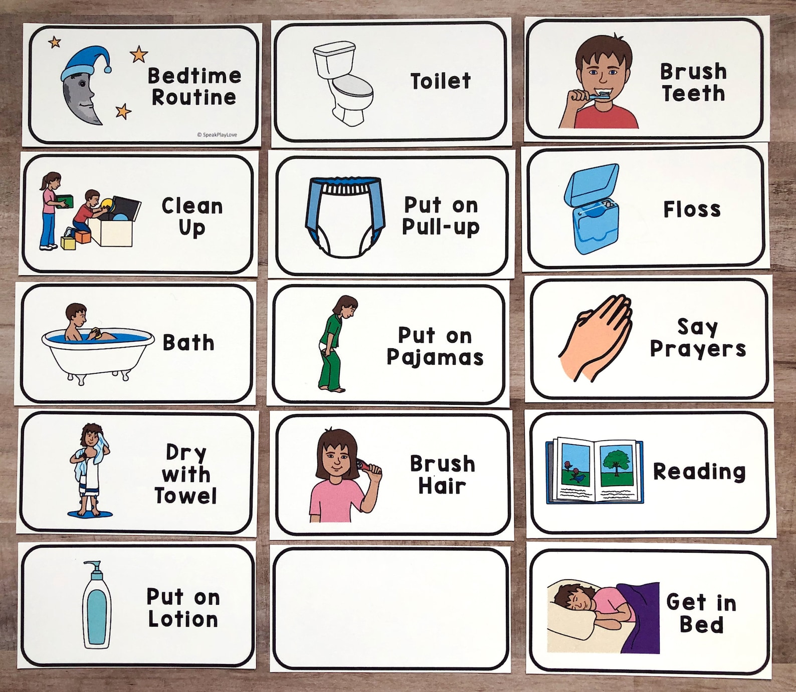 Printable Bedtime Routine Cards for Kids, Night Visual Schedule ...