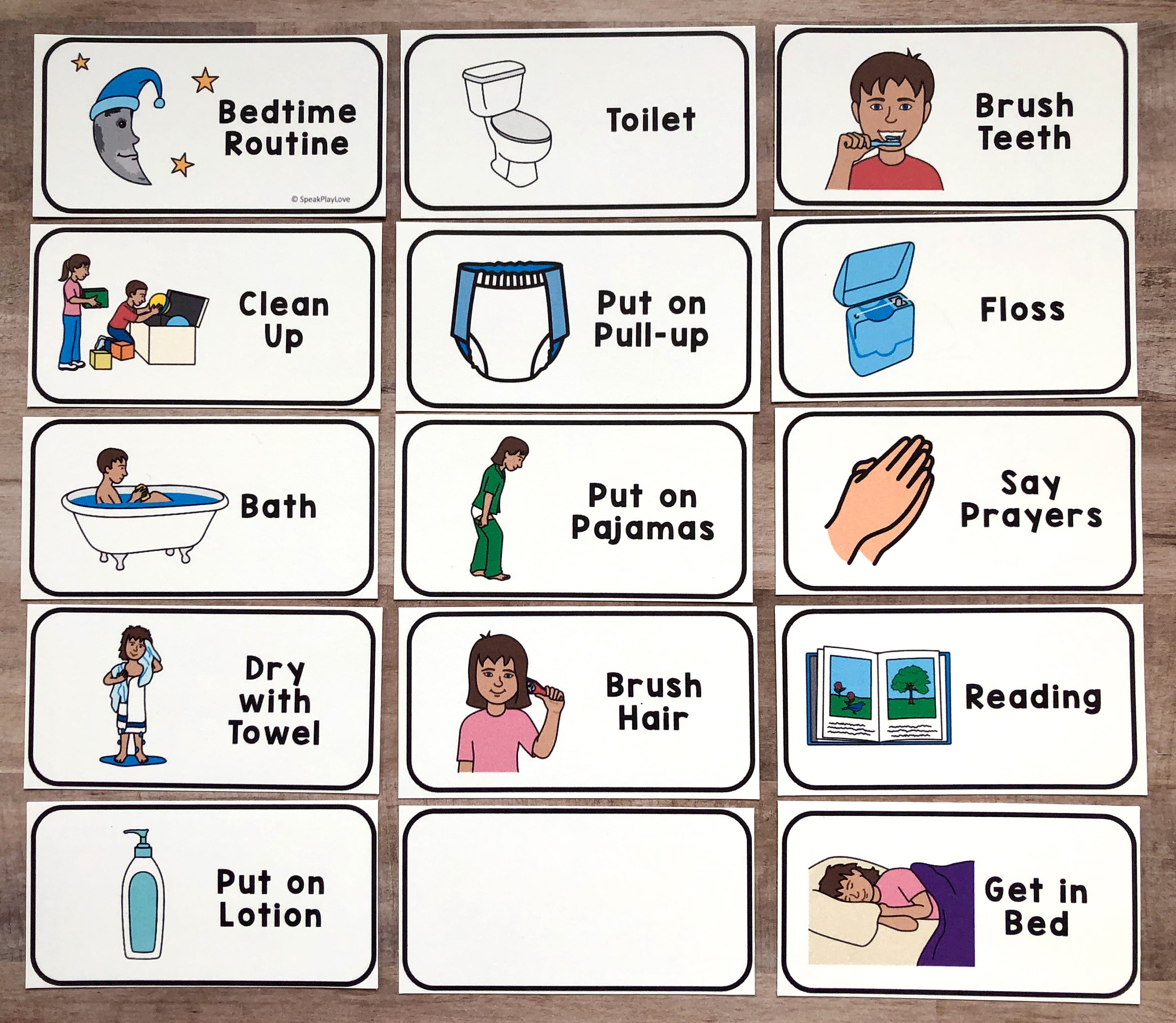 Printable Bedtime Routine Cards for Kids, Night Visual Schedule ...
