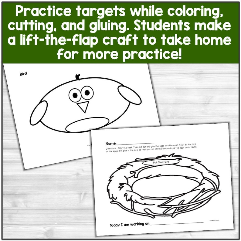 Printable Speech Therapy Craft, Articulation Worksheets, Cut and Glue ...
