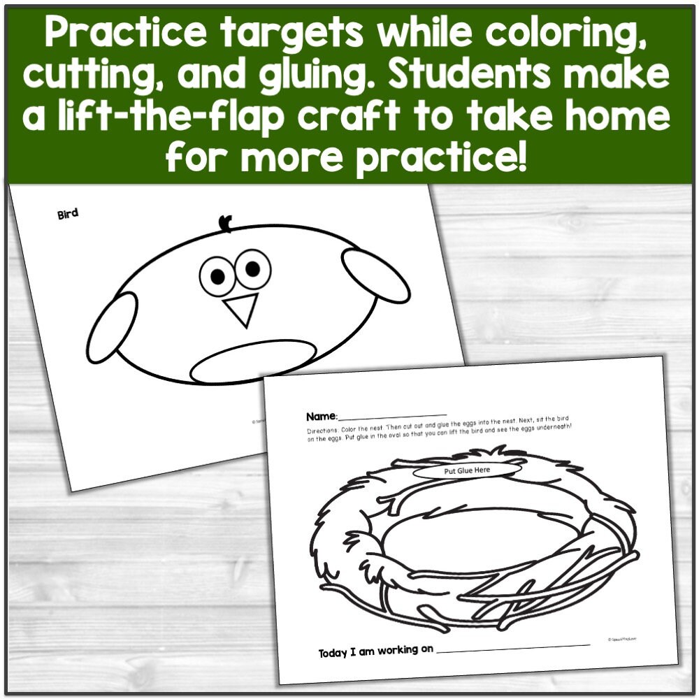 Printable Speech Therapy Craft, Articulation Worksheets, Cut and Glue ...