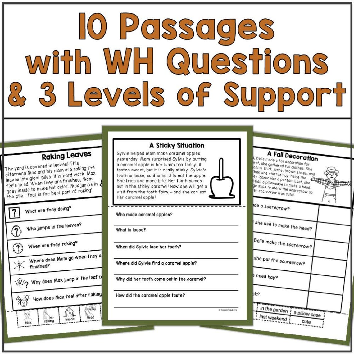 Fall Short Stories With WH Questions Printable; Listening Comprehension ...