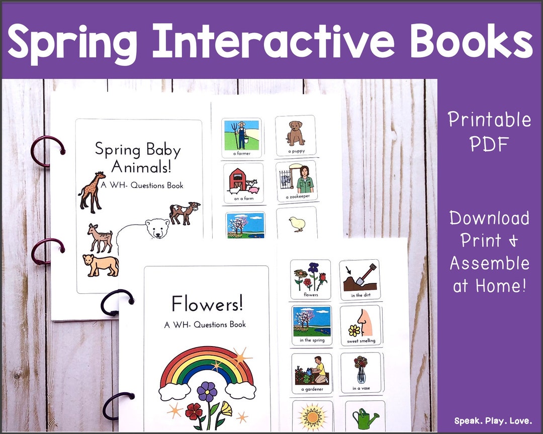 Printable Spring Interactive Books, Wh Questions for Speech Therapy ...