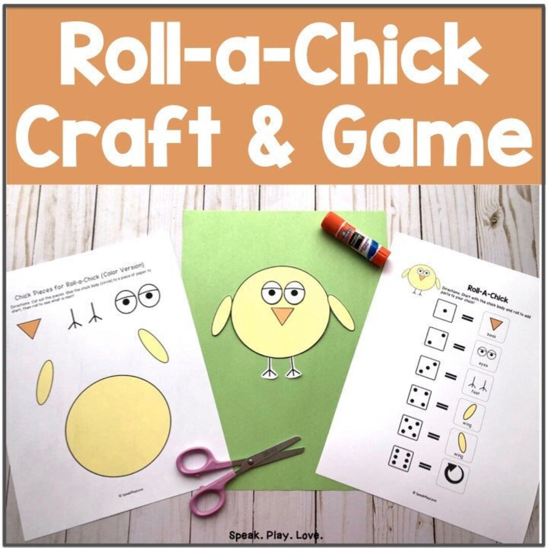 Printable Spring Craft for Kids, Roll-a-chick - A Spring Game and Craft ...