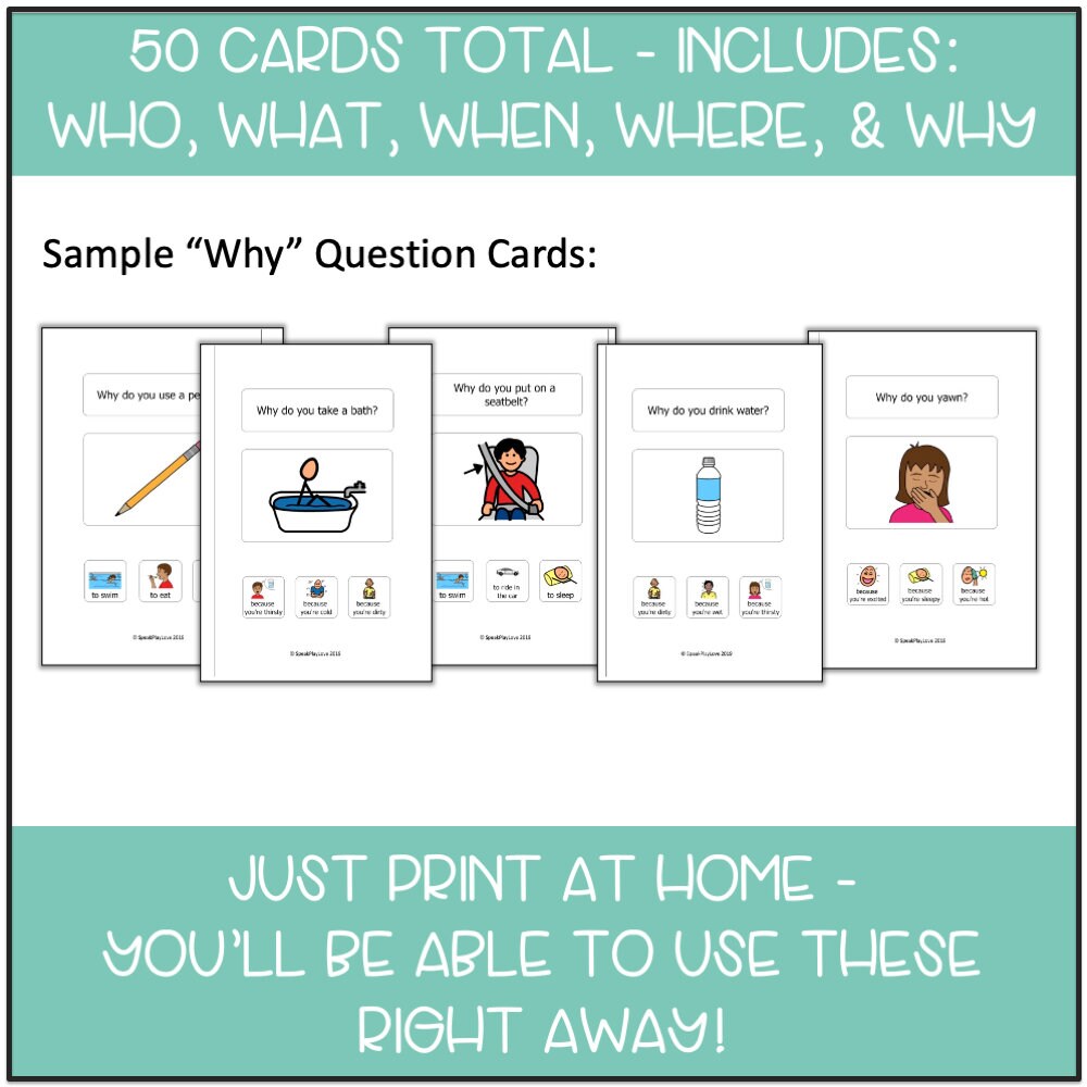 WH Questions Cards Printable Multiple Choice Speech Therapy - Etsy