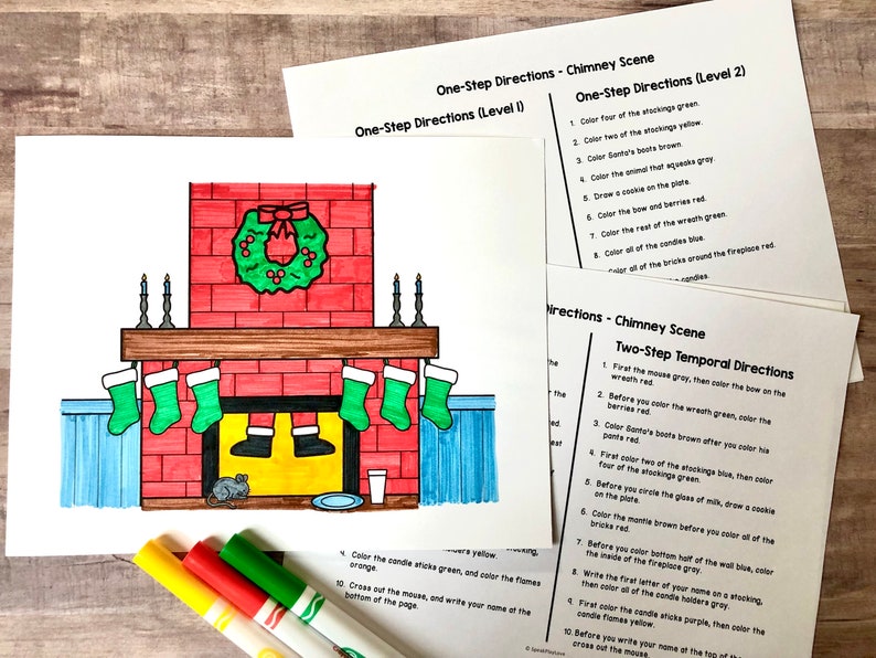 Printable Christmas Following Directions Coloring Pages, Digital ...