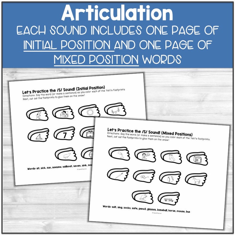 Printable Winter Speech Therapy Materials, Articulation Worksheets, Cut ...