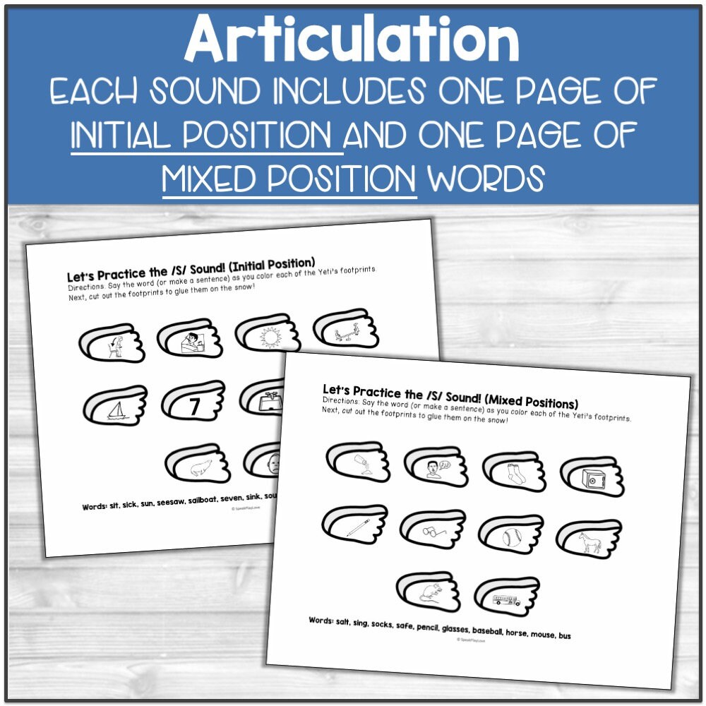 Printable Winter Speech Therapy Materials, Articulation Worksheets, Cut ...