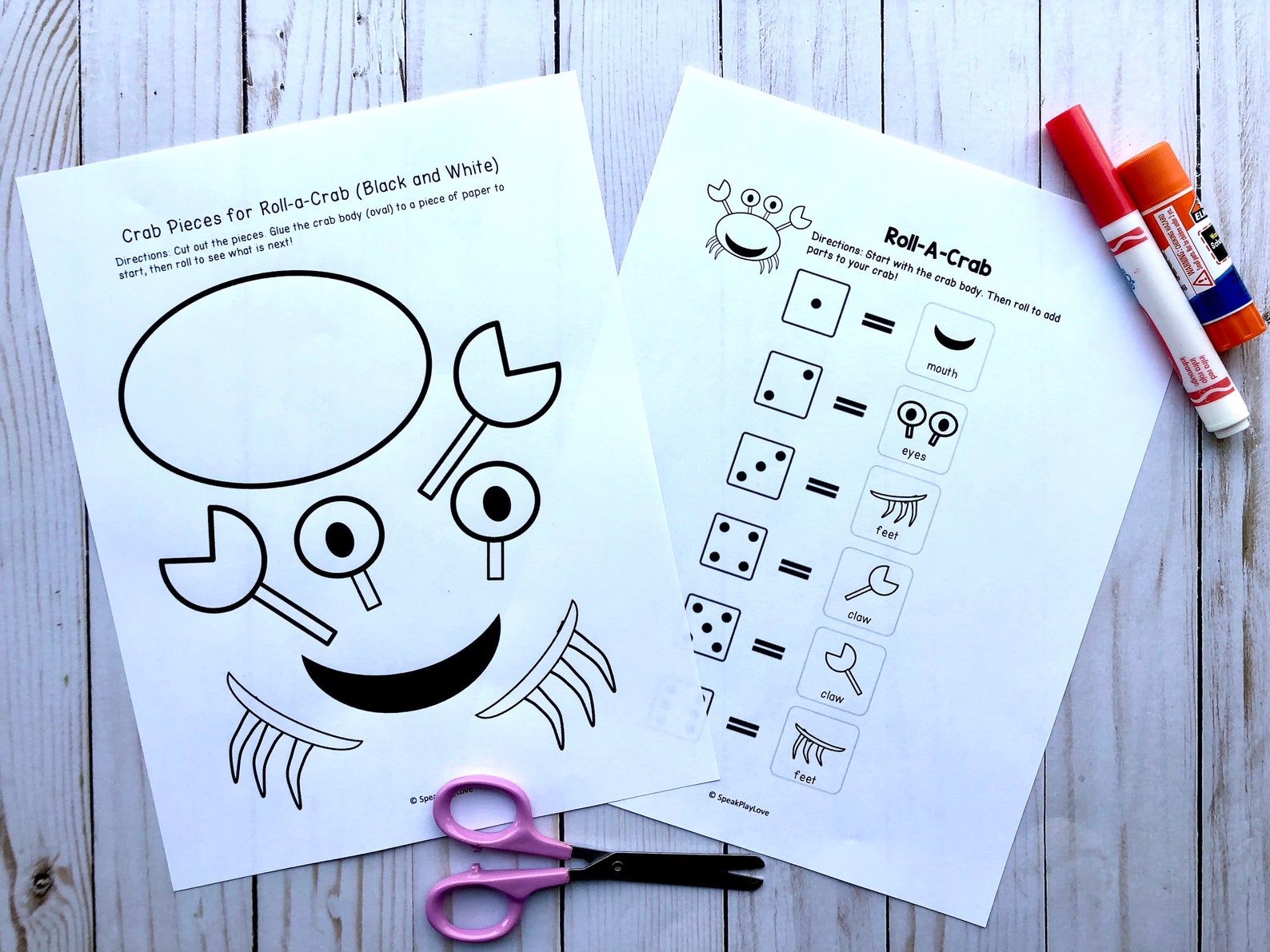 Printable Summer Craft for Kids, Roll-a-crab Game and Craft, Ocean ...