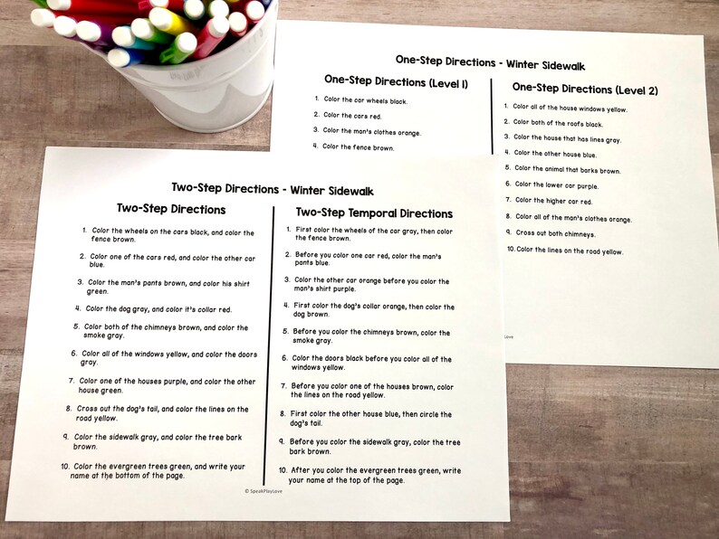 Winter Following Directions Coloring Pages: Speech Therapy (digital ...