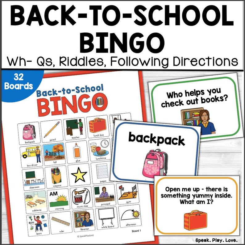 Printable Back-to-school Bingo Activity, 32 Bingo Boards, Language ...
