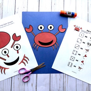 Printable Summer Craft for Kids, Roll-a-crab Game and Craft, Ocean ...