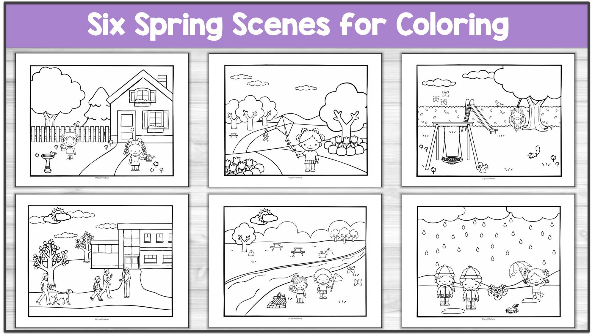 Printable Spring Following Directions Coloring Pages, Speech Therapy ...