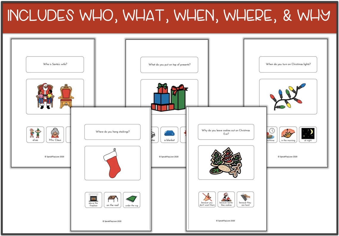 Christmas WH Question Cards, Speech Therapy, Autism (digital Download ...