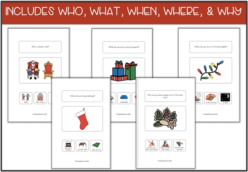 Printable Christmas WH Questions Task Cards, Multiple Choice, Speech ...