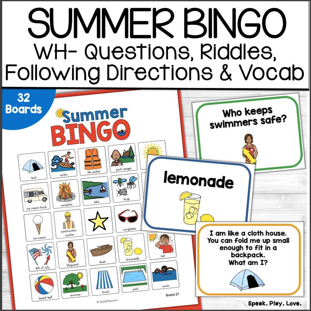 Printable Summer Bingo Activity, 32 Bingo Boards, Language Learning ...