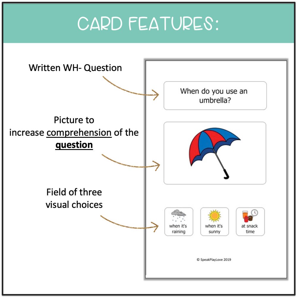 WH Questions Cards Printable Multiple Choice Speech Therapy - Etsy