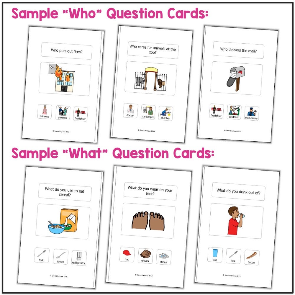 WH Questions Cards: Speech Therapy & Autism Visuals (PDF) - Etsy