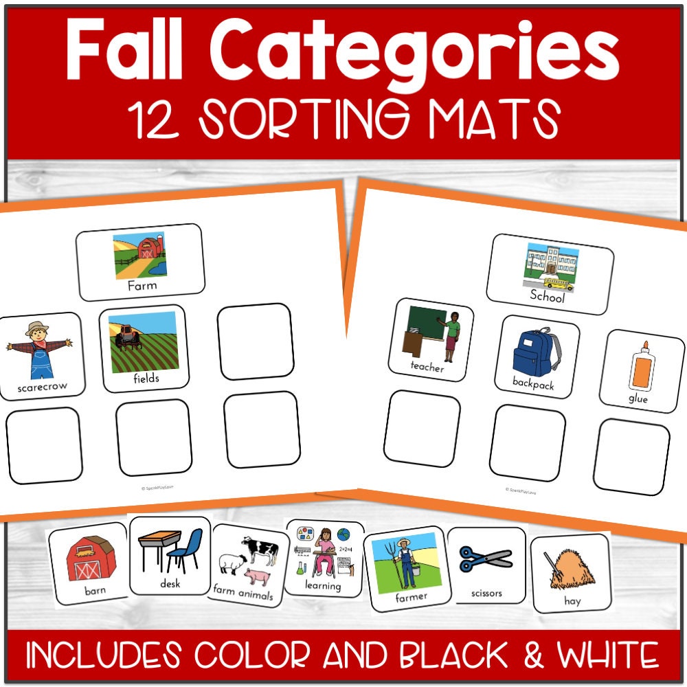 Fall Category Sorting Activity, Printable, Preschool Printables, Speech ...