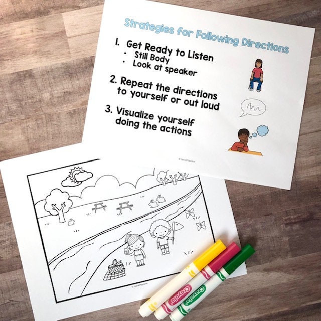 Printable Spring Following Directions Coloring Pages, Speech Therapy ...