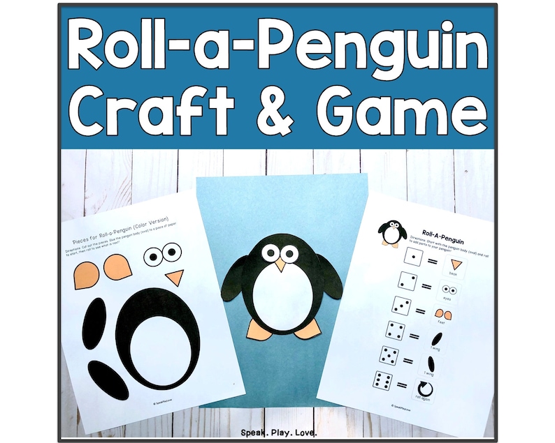 Printable Winter Craft for Kids, Roll-a-penguin Game and Craft, Arctic ...